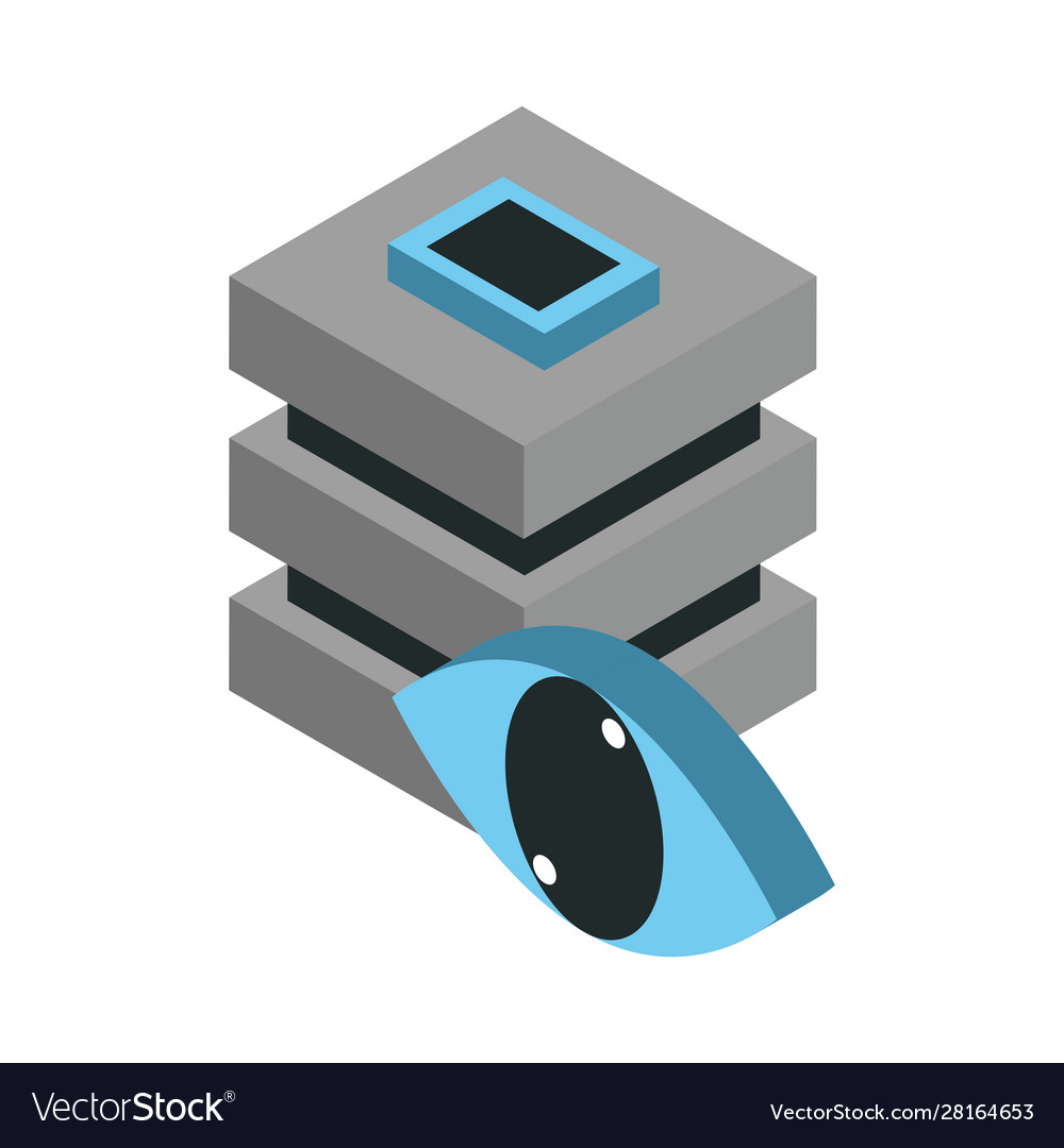 Data center disks with eye human Royalty Free Vector Image