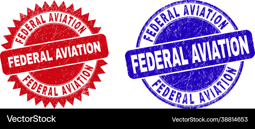 Federal aviation rounded and rosette stamps Vector Image