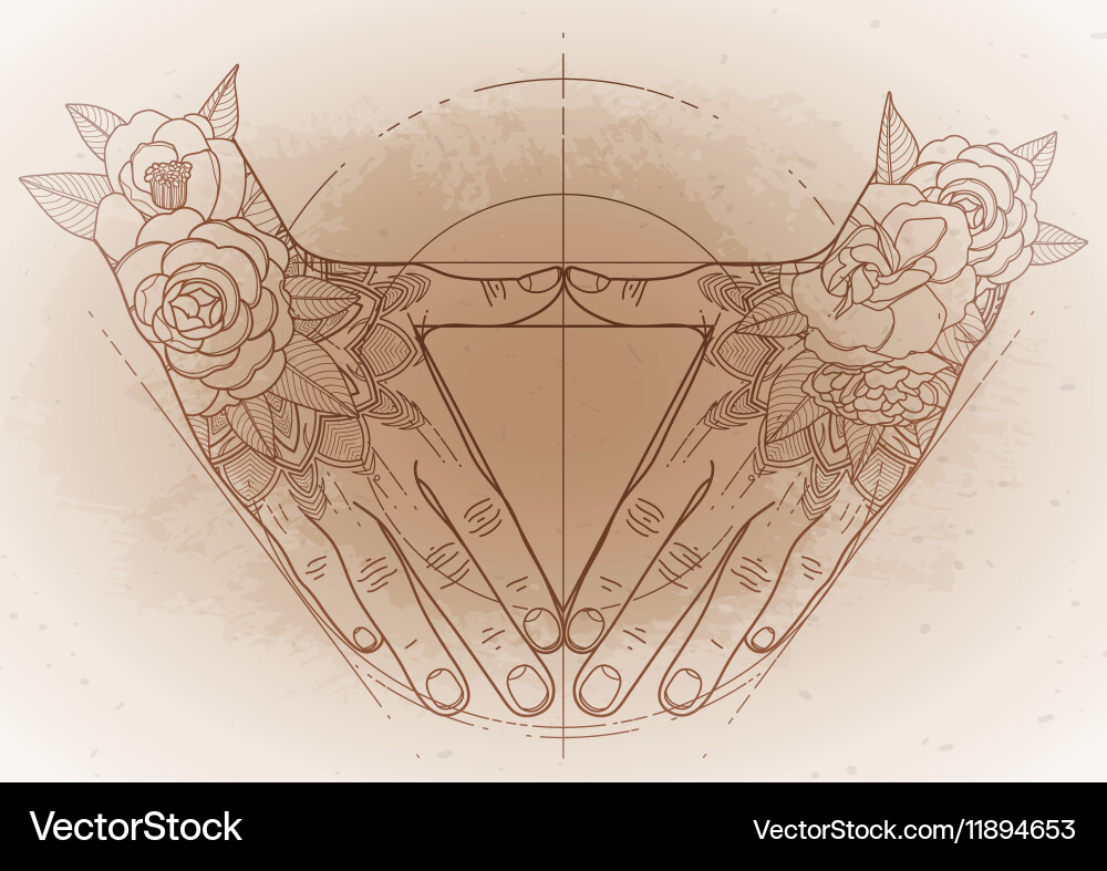 Graphic hands in the shape of triangle Royalty Free Vector