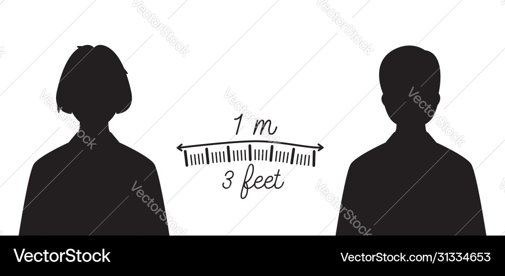 Keep distance sign with silhouettes man Royalty Free Vector