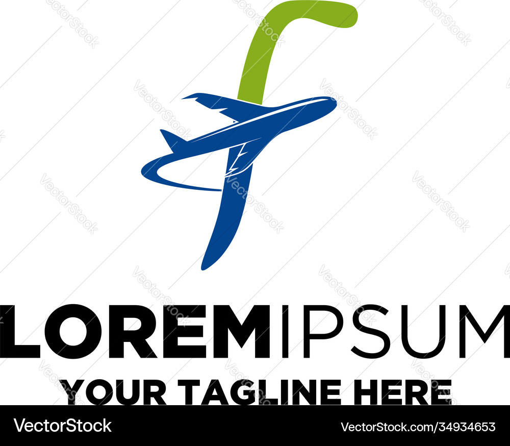 Letter f with plane logo Royalty Free Vector Image
