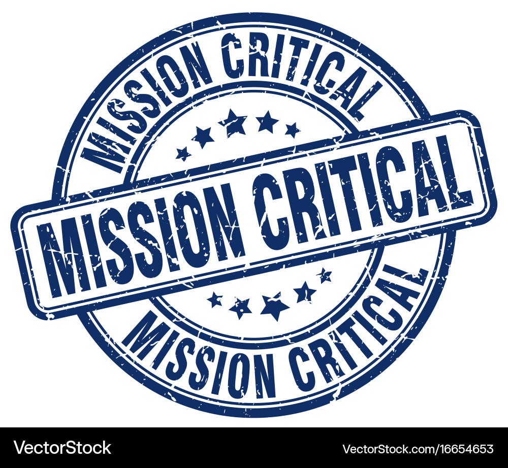 Mission critical blue grunge stamp Royalty Free Vector Image