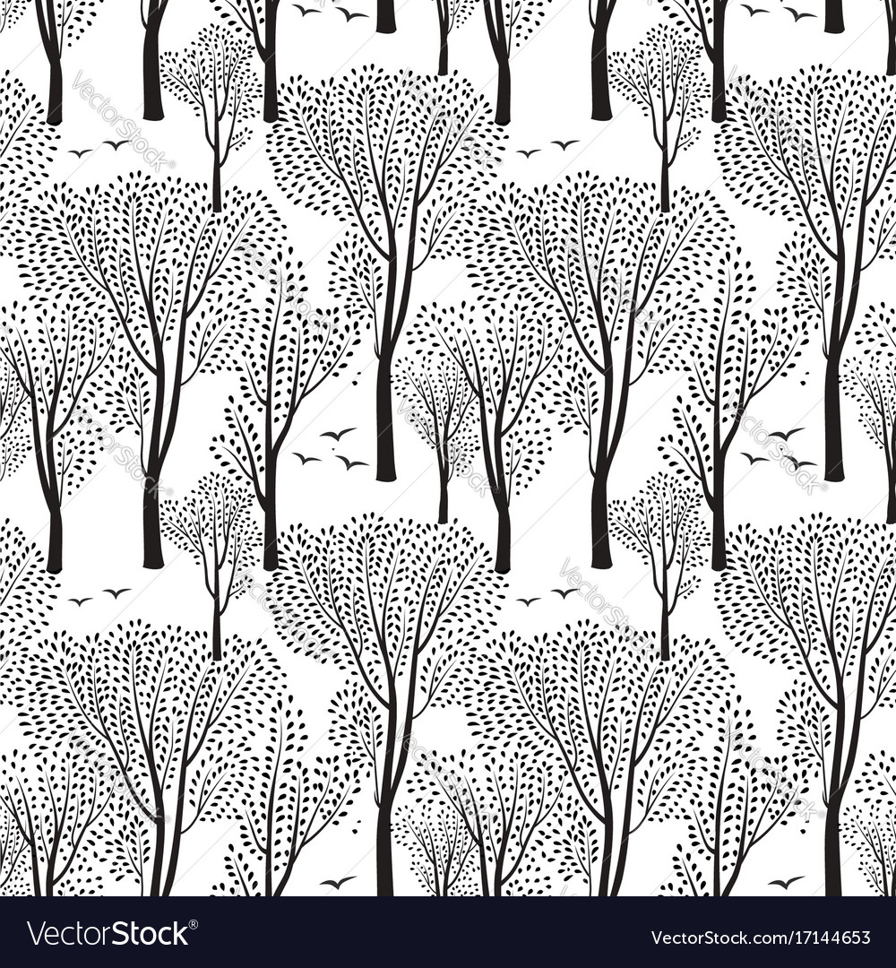 Nature seamless pattern forest background trees Vector Image