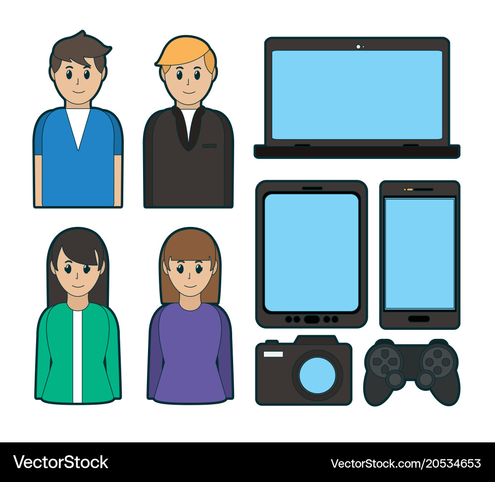 People and electronic devices Royalty Free Vector Image