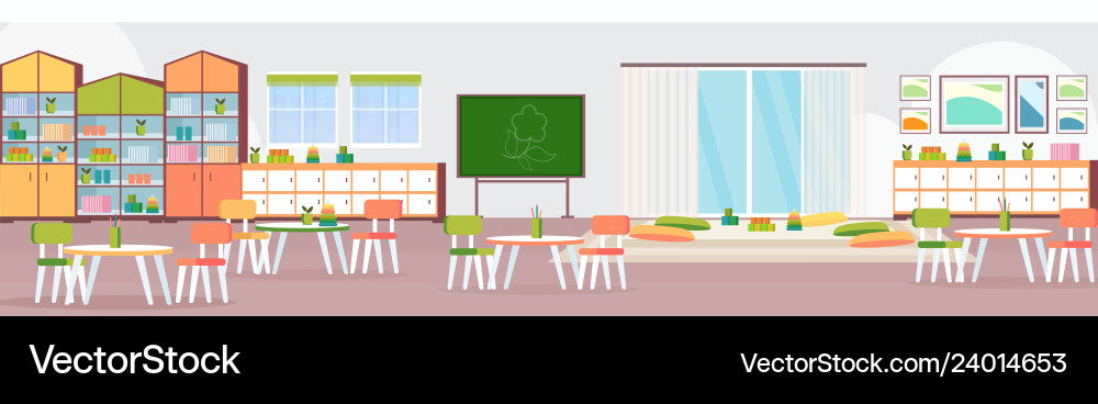 Preschool modern kindergarten children classroom Vector Image