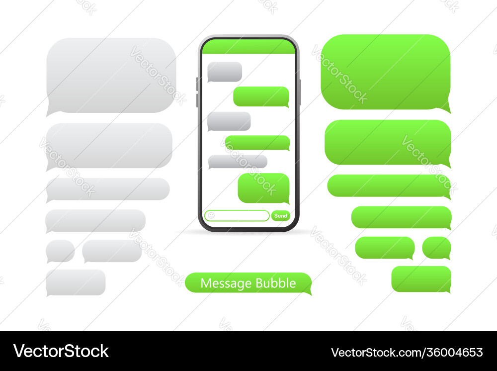 Smartphone with green message bubbles icons for Vector Image