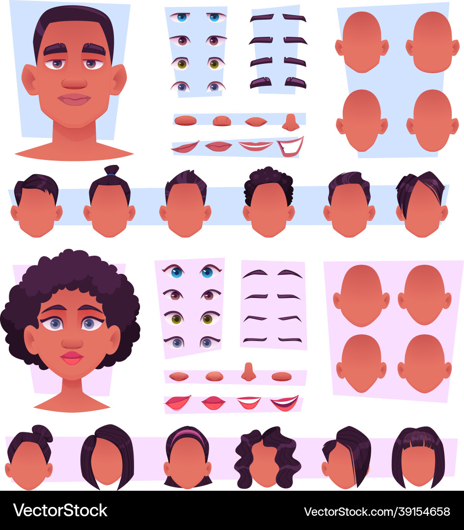 Afro characters stylish african persons avatar Vector Image