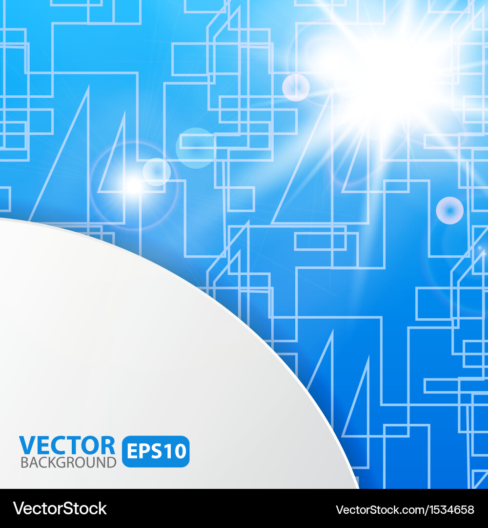 Blue abstract background with sunburst flare Vector Image