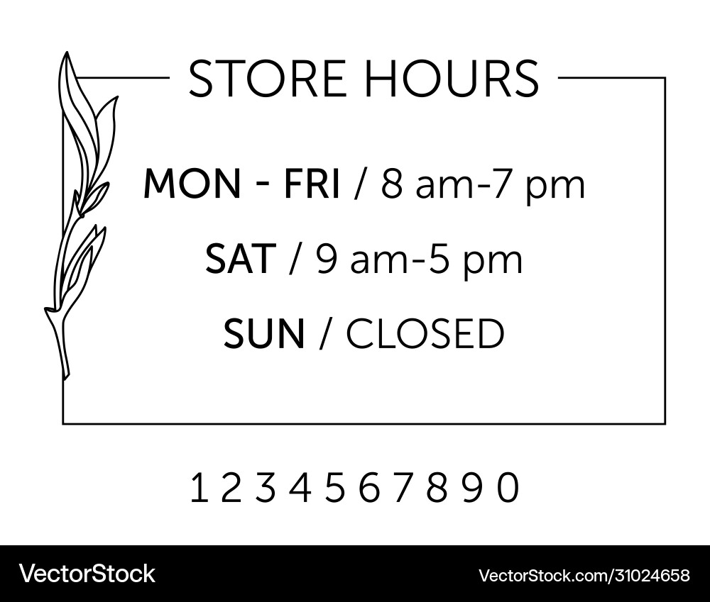 Business hours for cafe store schedule design Vector Image