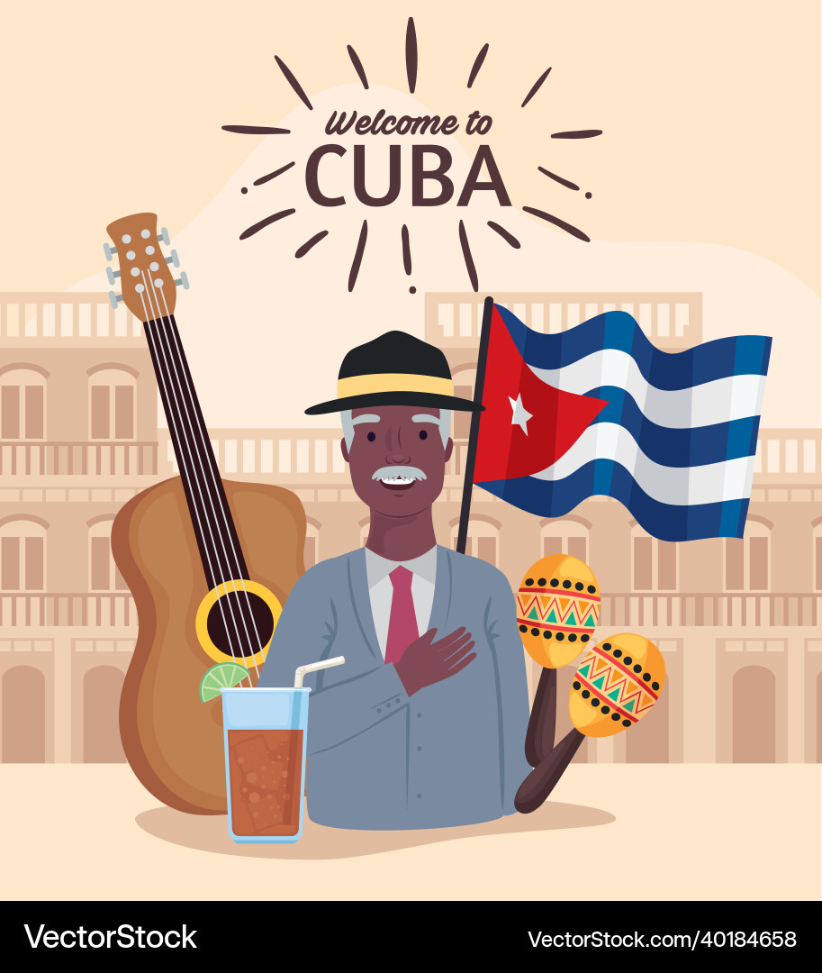 Cuban man and icons Royalty Free Vector Image - VectorStock
