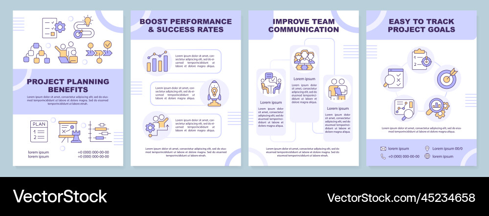 Project planning benefits purple brochure template