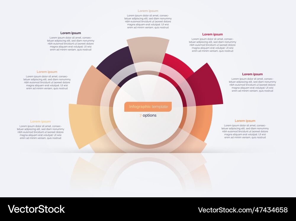 Seven option circle infographic diagram Royalty Free Vector