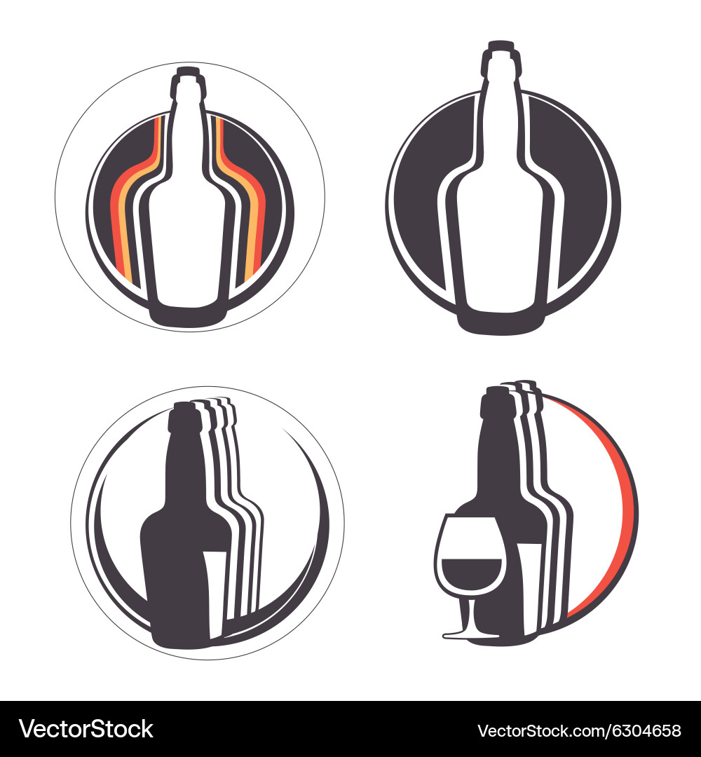 Stylish collection of alcohol emblems Royalty Free Vector