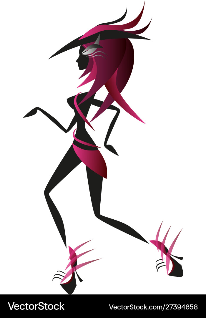 Stylized elegant woman dancing isolated icon Vector Image