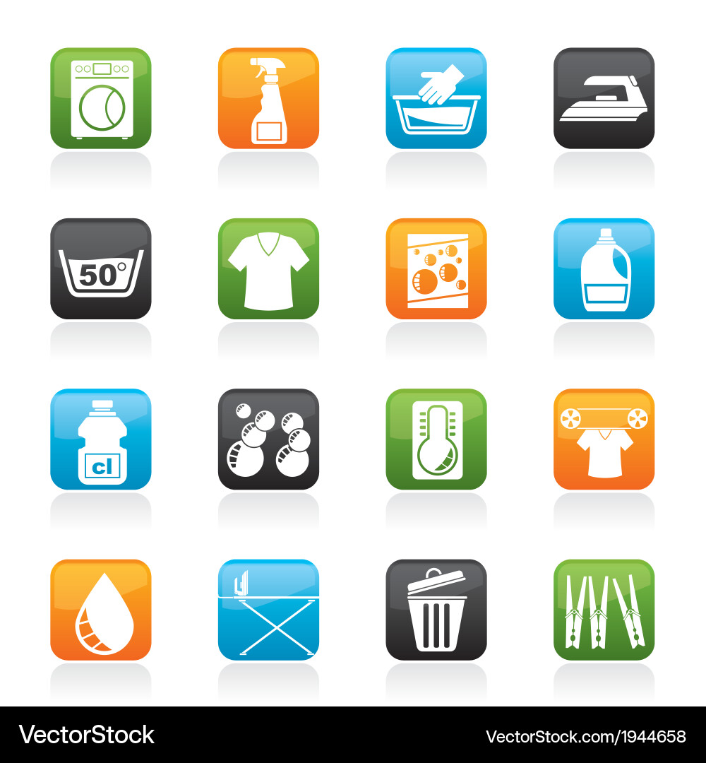 Washing machine and laundry icons Royalty Free Vector Image