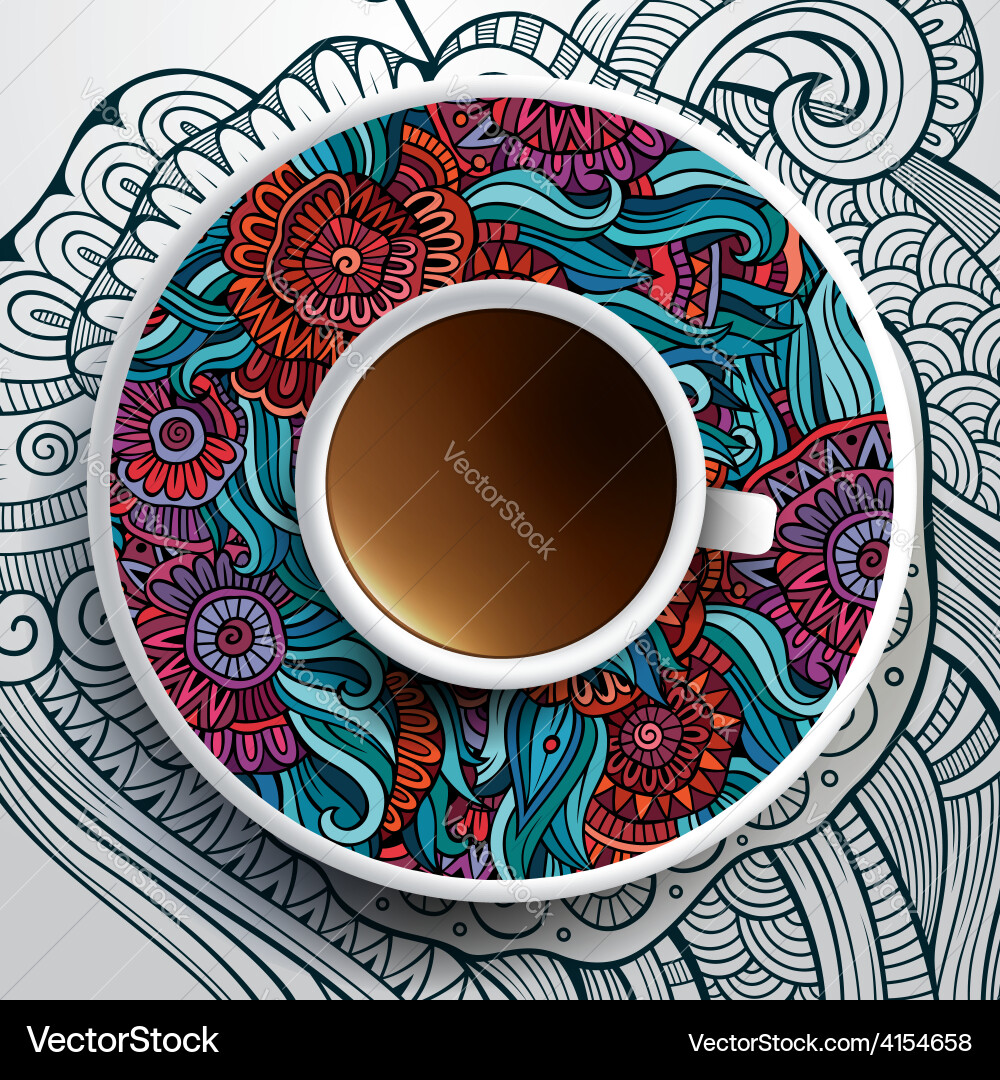 With a cup of coffee Royalty Free Vector Image