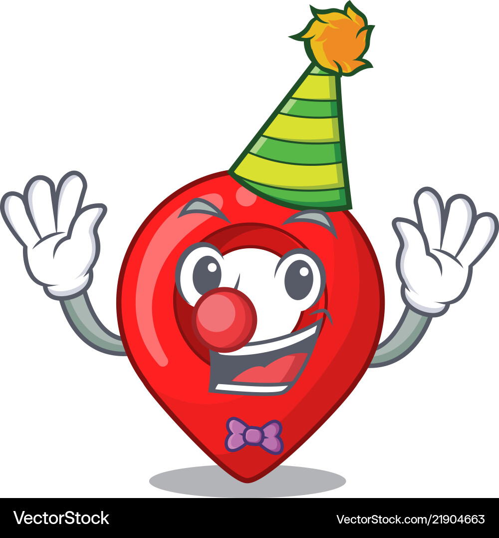 Clown map marker navigation pin mascot cartoon Vector Image