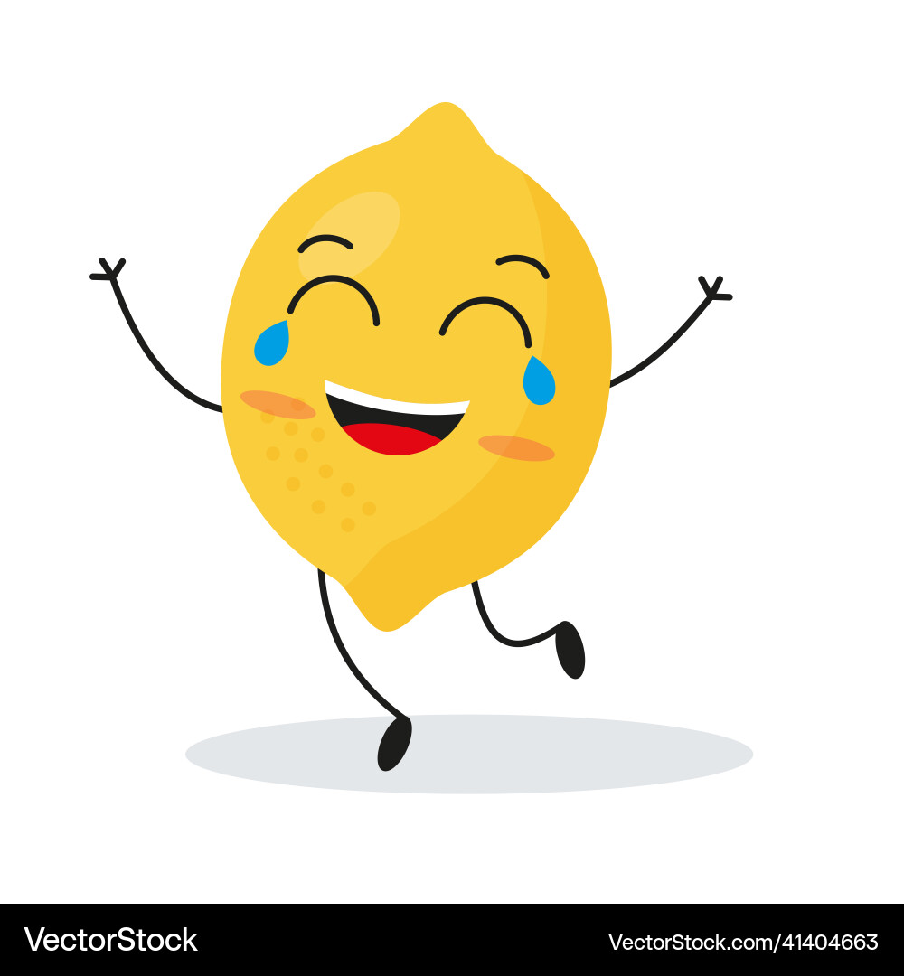 Cute happy lemon character funny fruit emoticon Vector Image