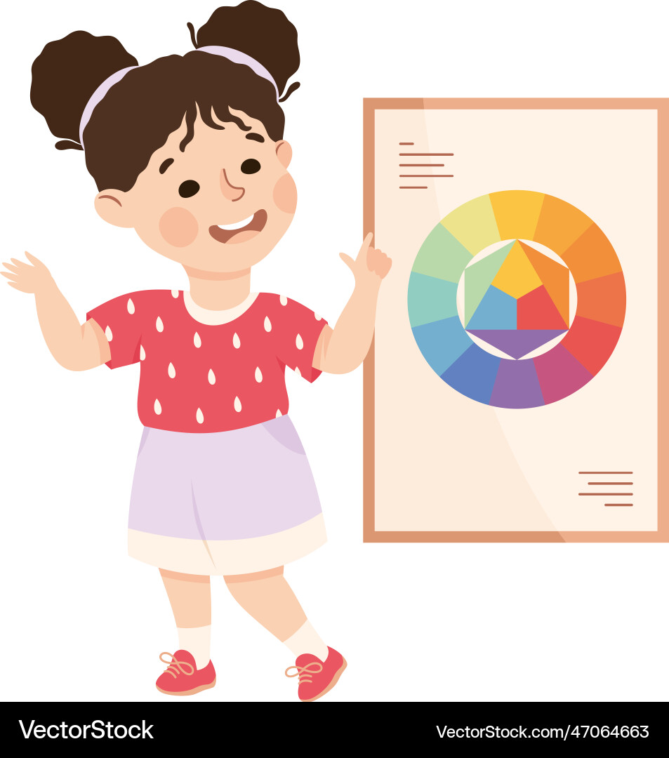 Cute happy little girl doing presentation Vector Image