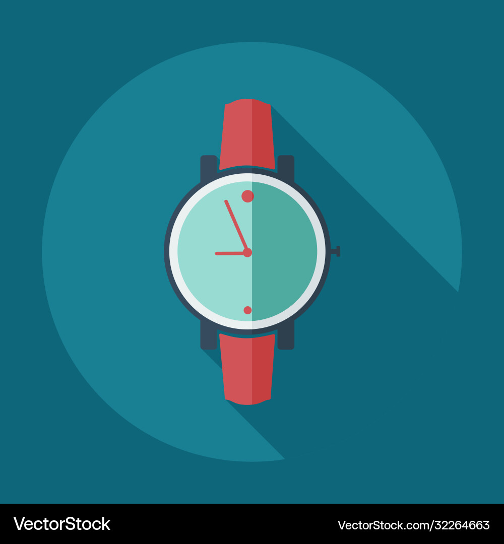 Flat modern design with shadow icons wrist watch Vector Image