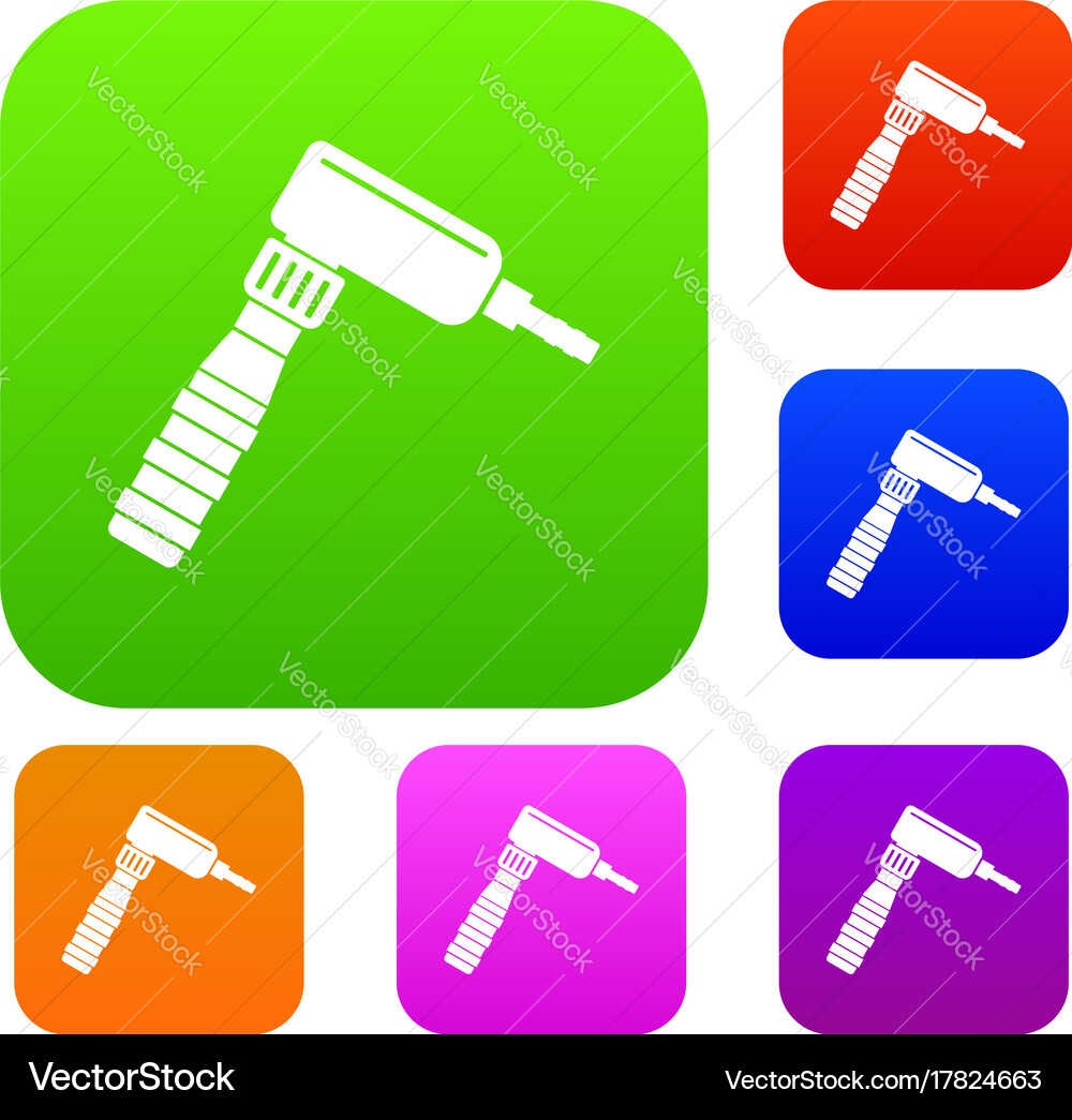 Hand draw rotary tattoo machine set color Vector Image