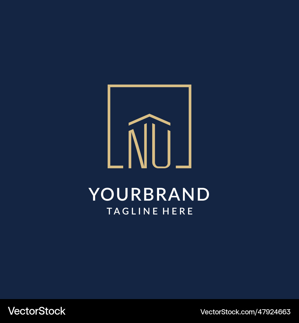 Initial nu square lines logo modern and luxury Vector Image