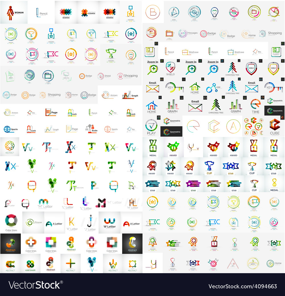 Logo mega collection Royalty Free Vector Image