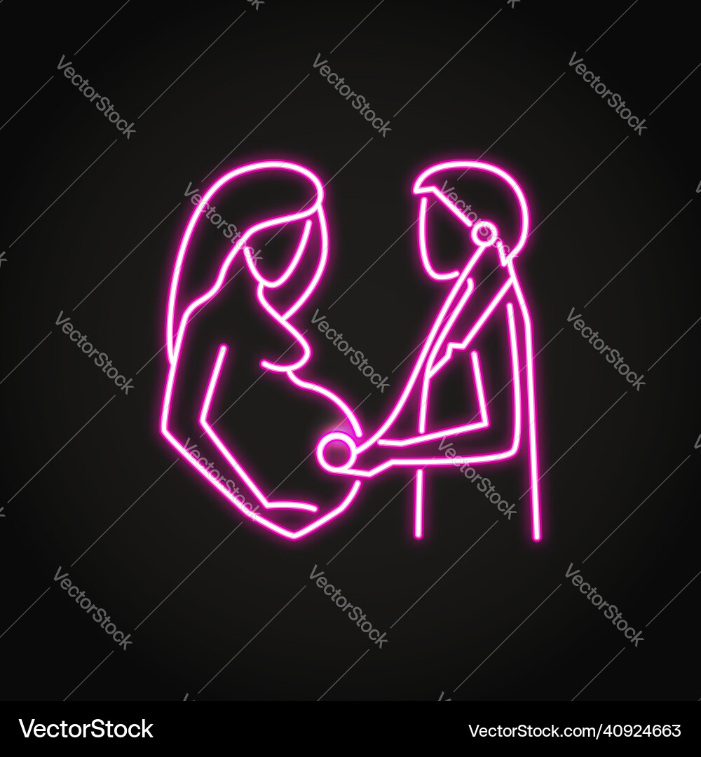 Neon prenatal checkup icon in line style Vector Image