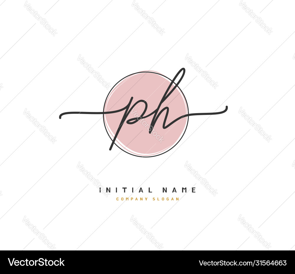 P h ph beauty initial logo handwriting Royalty Free Vector