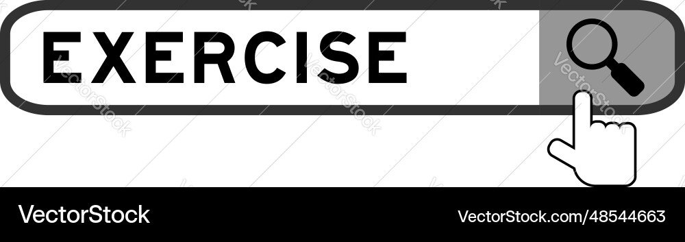 Search banner in word exercise with hand over Vector Image