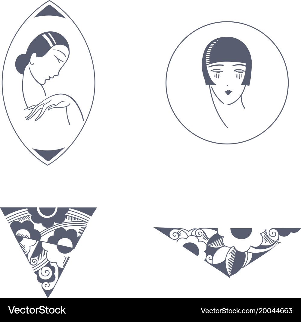 Set of victorian lady Royalty Free Vector Image