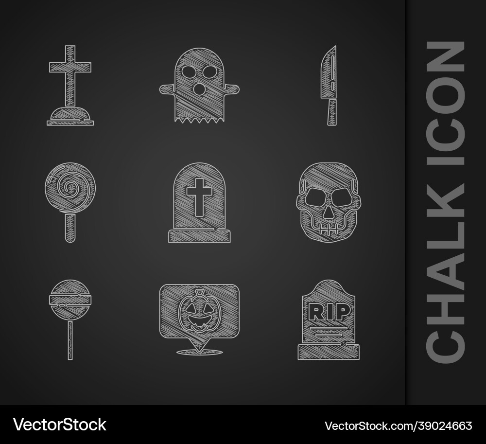 Set tombstone with cross pumpkin rip written Vector Image