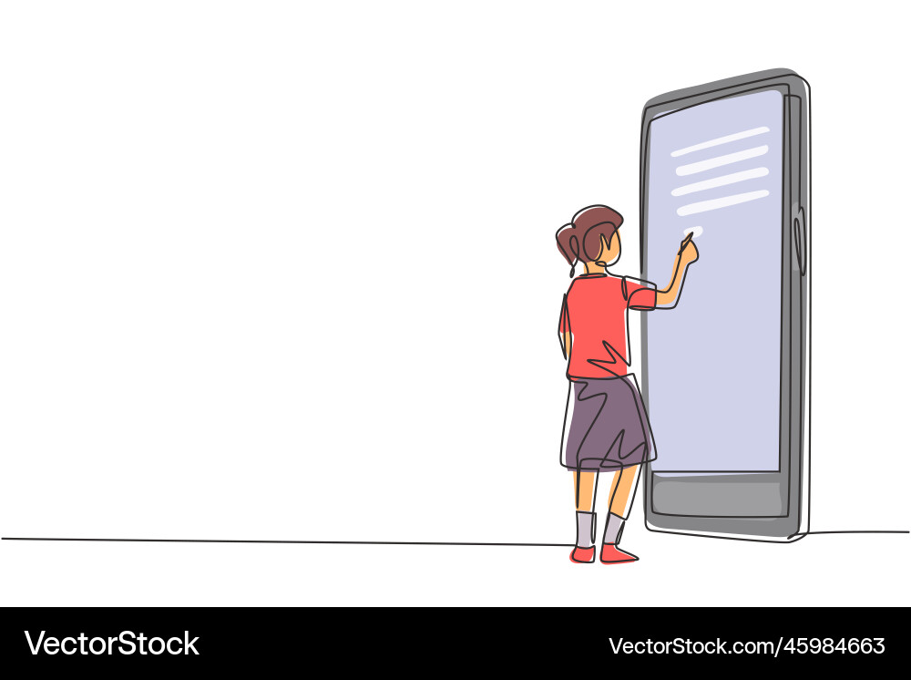 Single one line drawing female junior high school Vector Image