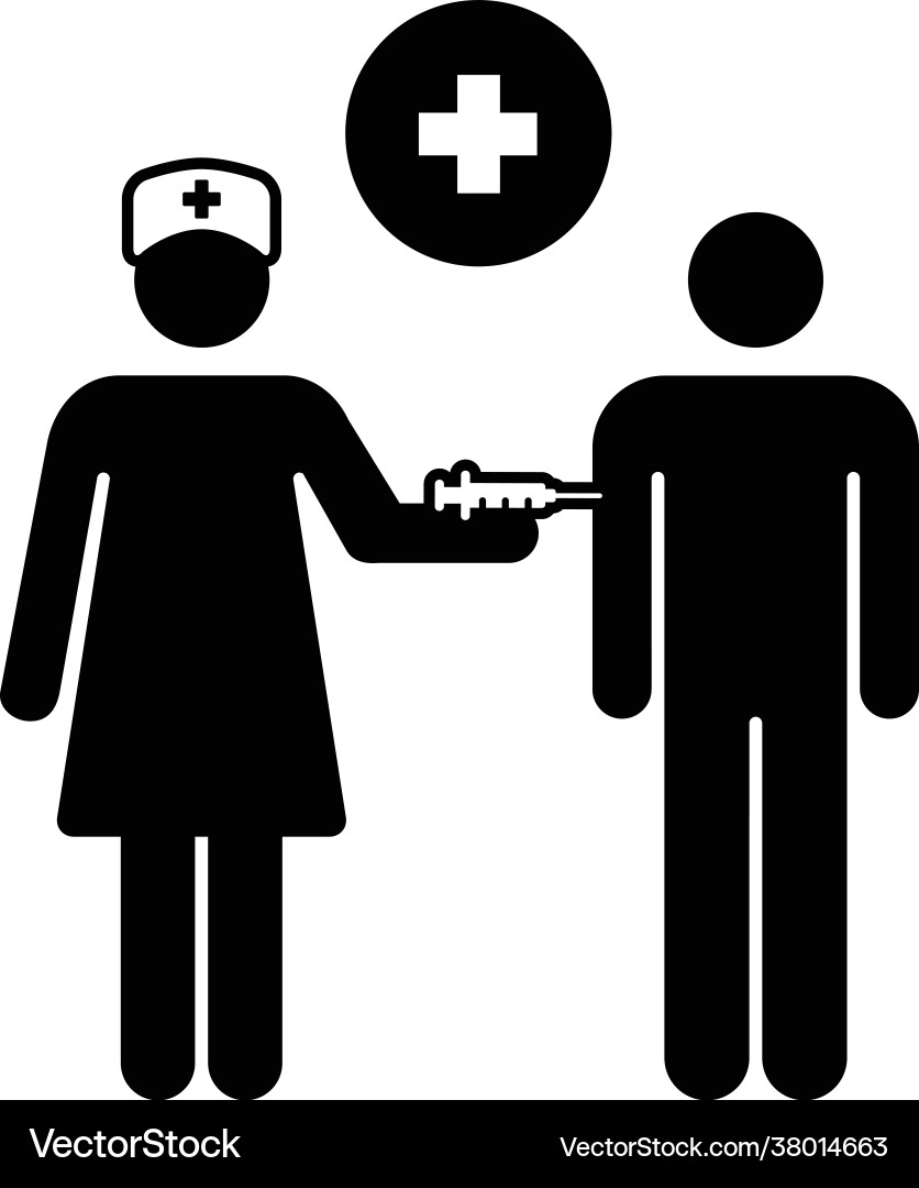 Vaccination symbol icon with vaccine injection Vector Image