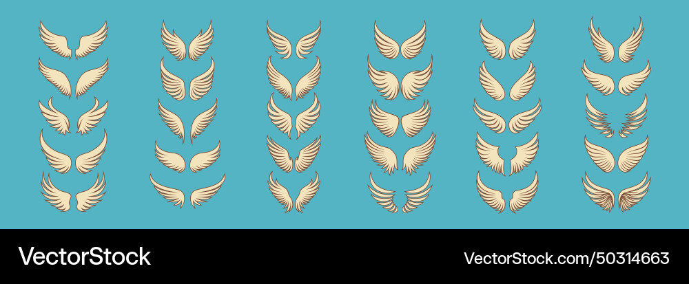 Wing icon set vintage angel wings Royalty Free Vector Image