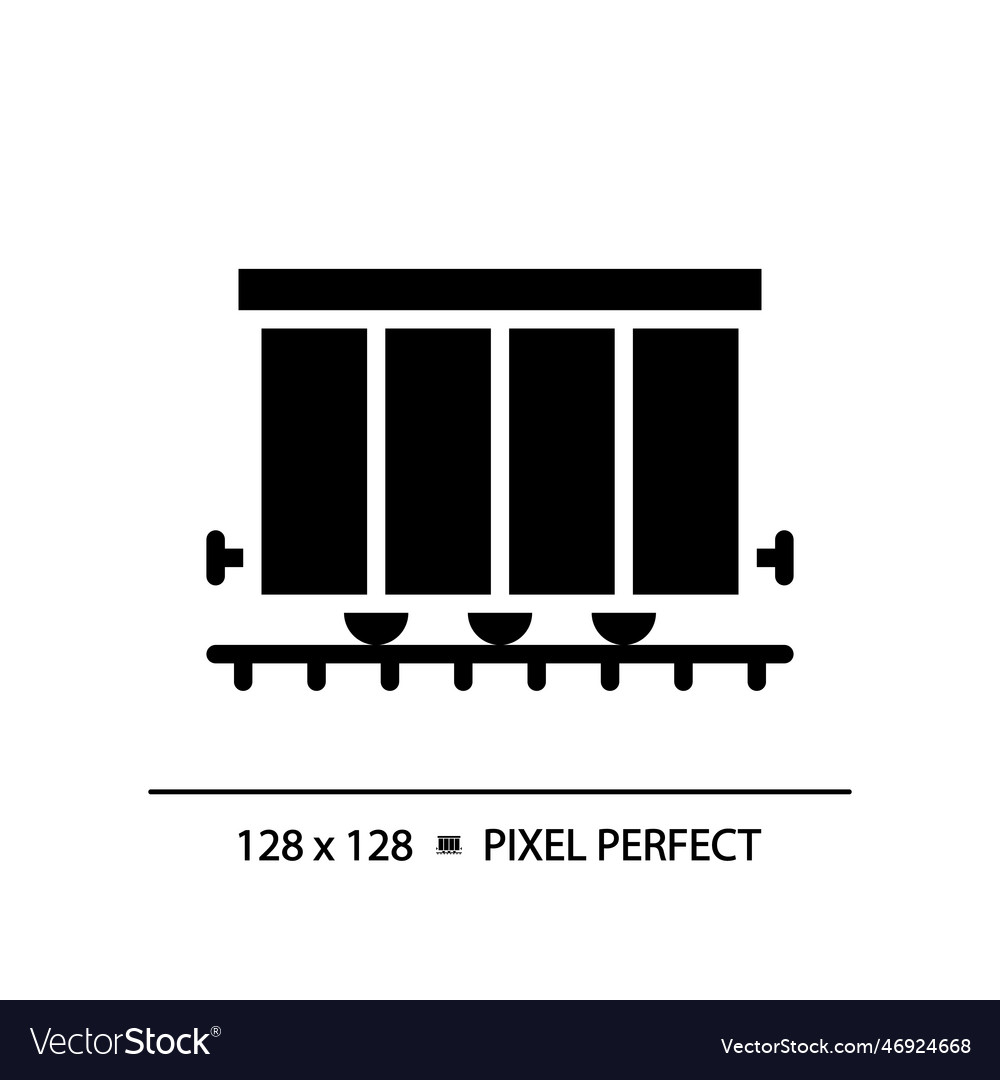 Cargo railroad carriage pixel perfect black glyph Vector Image Cargo railroad carriage pixel perfect black glyph Vector Image