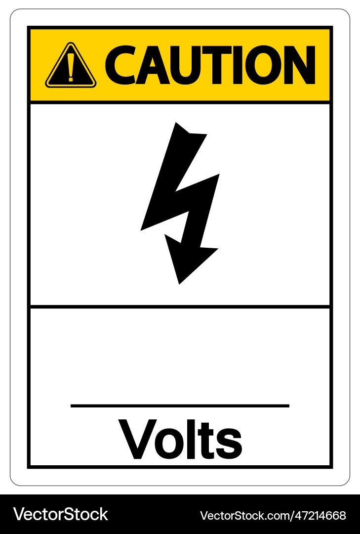 Caution volts symbol sign on white background Vector Image