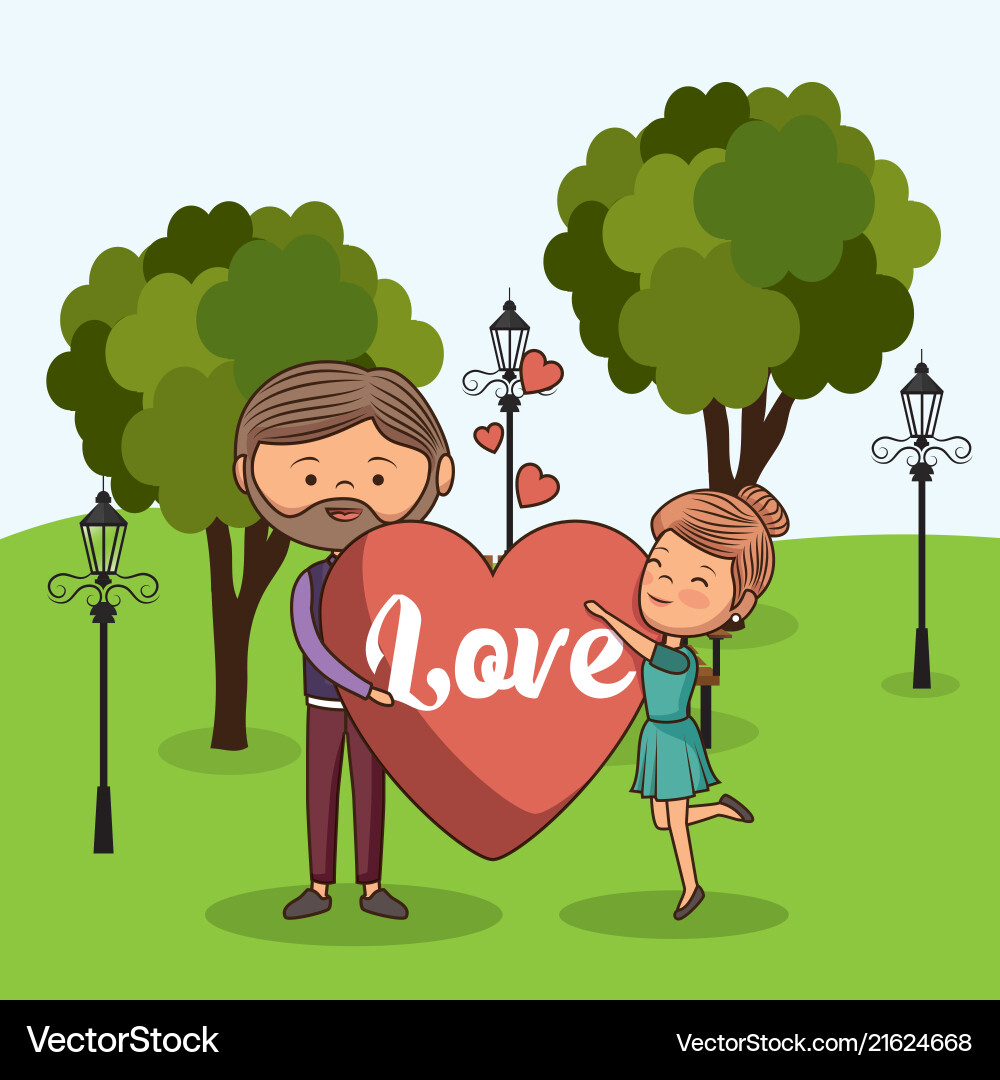 Couple in love on park Royalty Free Vector Image