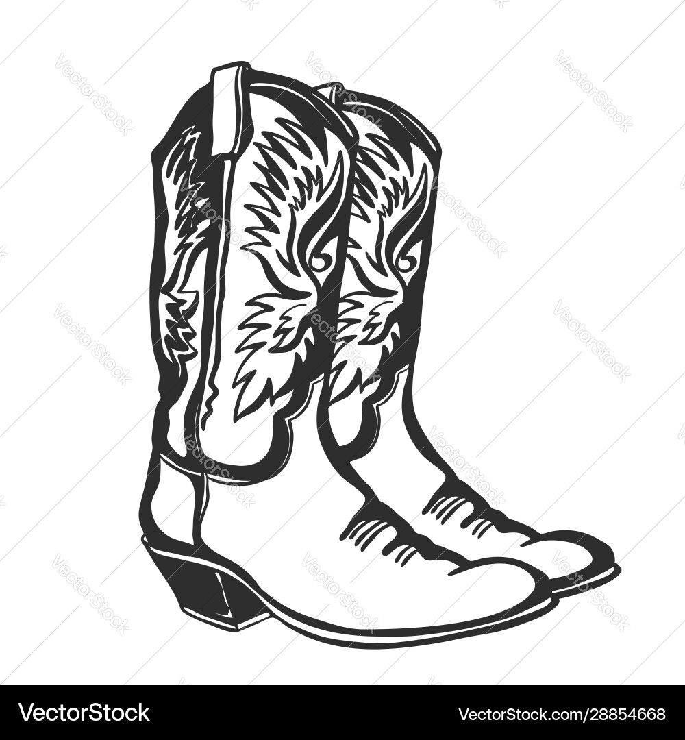 Cowboy boots graphic isolated on Royalty Free Vector Image