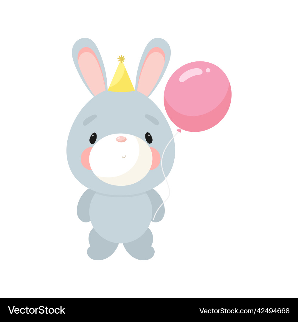 Cute rabbit with balloon cartoon style Royalty Free Vector