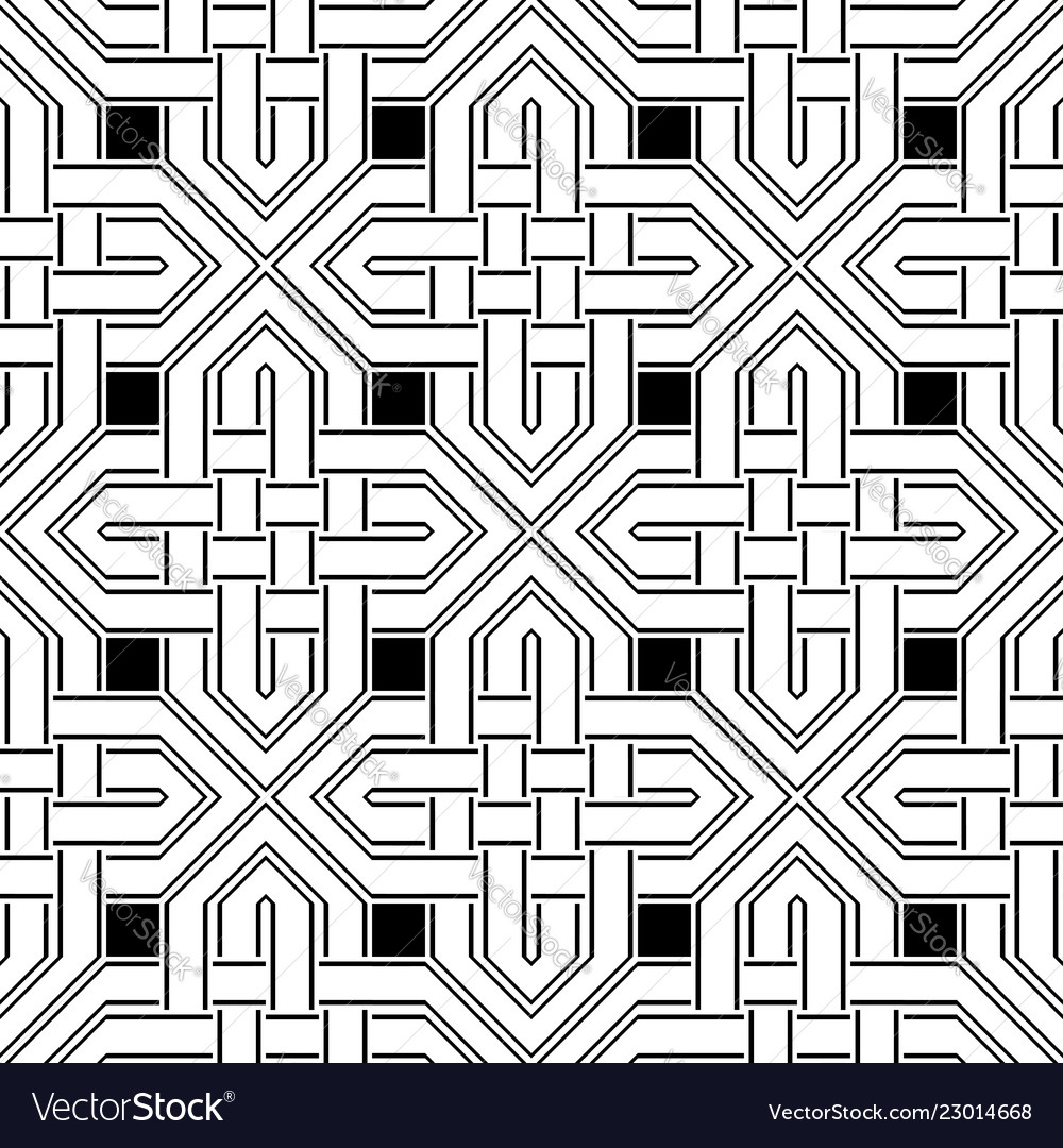 Design Seamless Monochrome Geometric Pattern Vector Image