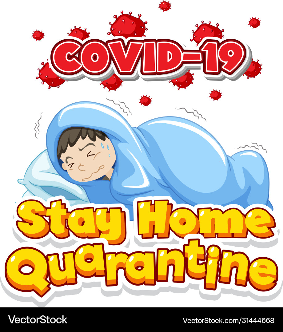 Font design for word stay home quarantine Vector Image
