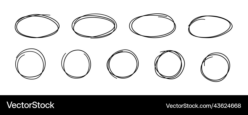 Hand drawn scribble circles and ovals doodle Vector Image