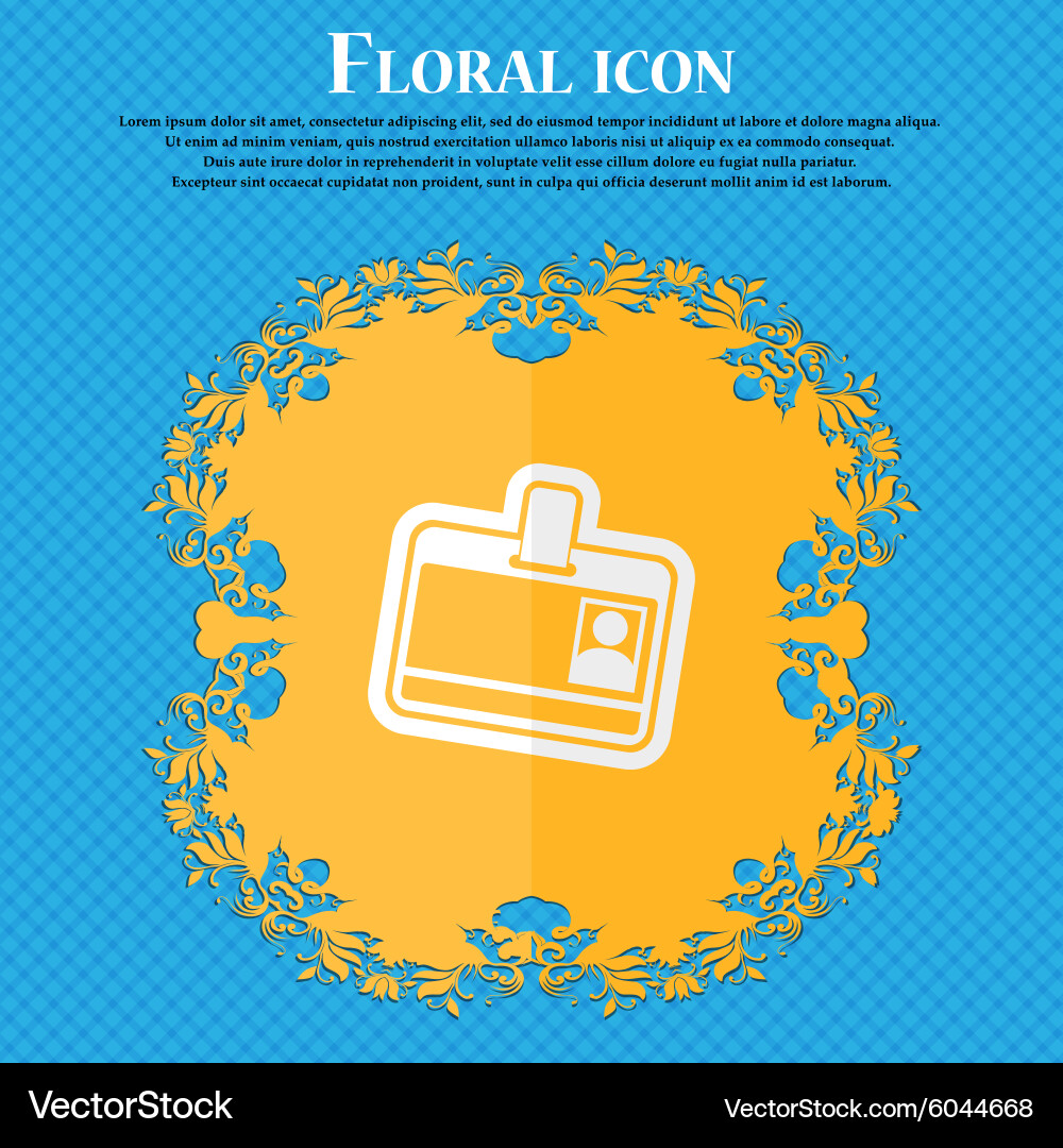 Id card floral flat design on a blue abstract Vector Image