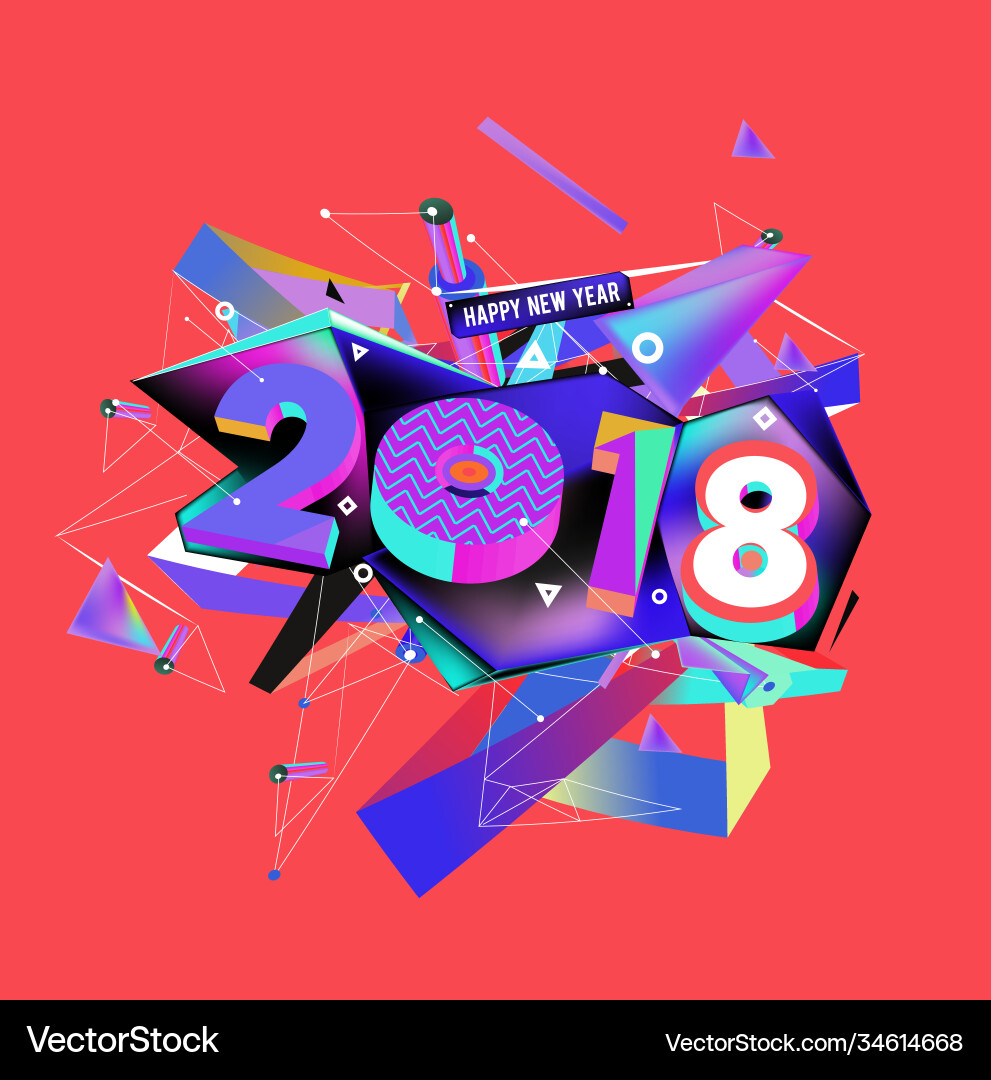 New year 2018 colorful design Royalty Free Vector Image