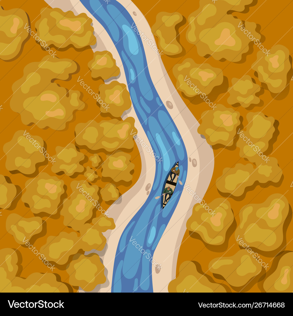 River top view people on a boat floating Vector Image