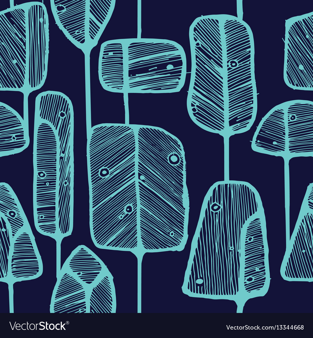 Seamless pattern design with abstract doodle trees
