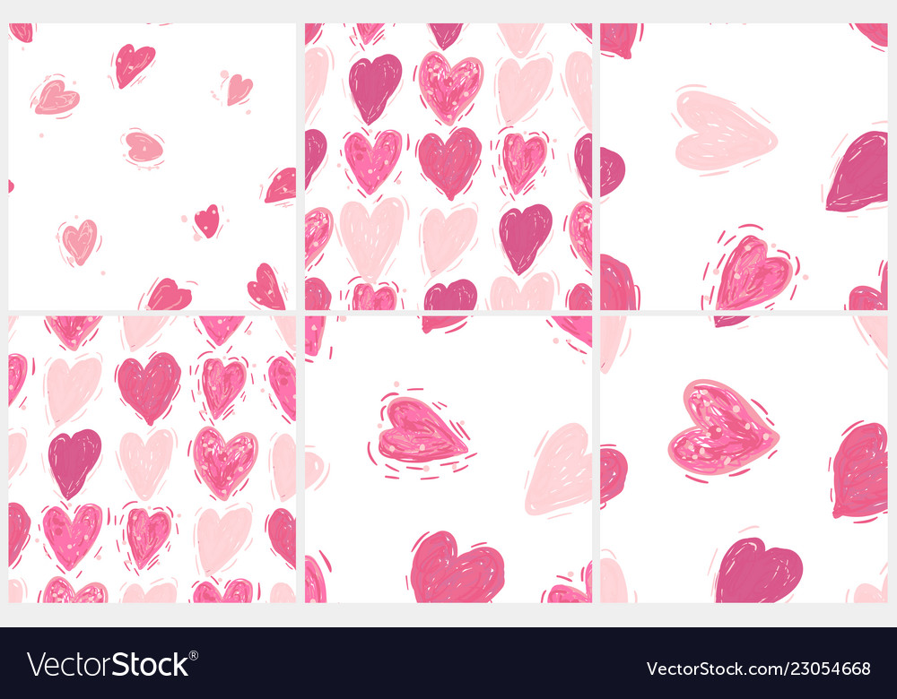 Seamless pattern set with hearts valentines day Vector Image