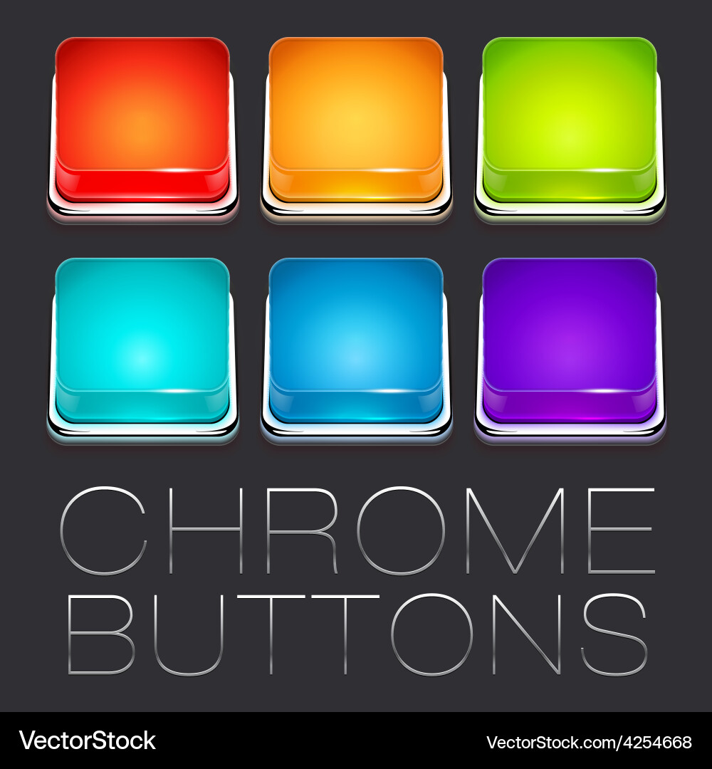 Set of colorful chrome buttons Royalty Free Vector Image