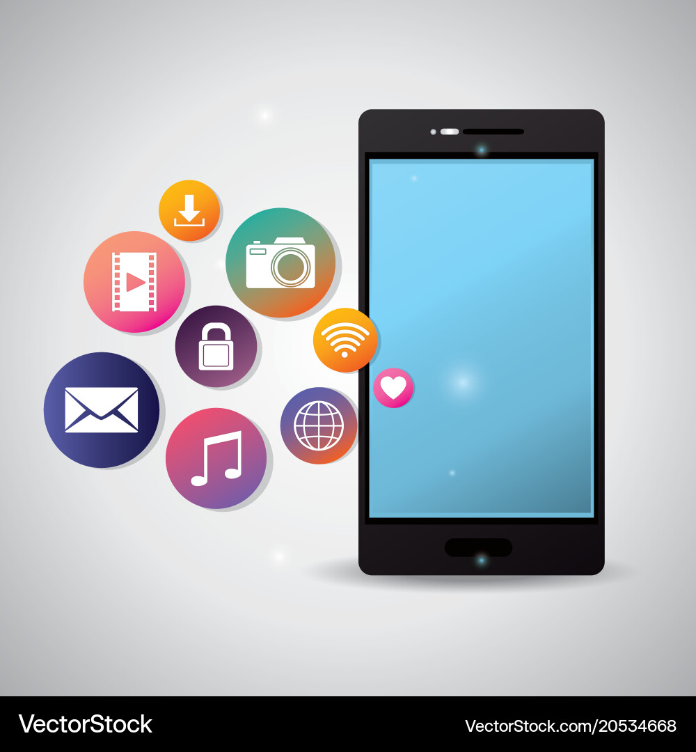 Smartphone and social media Royalty Free Vector Image